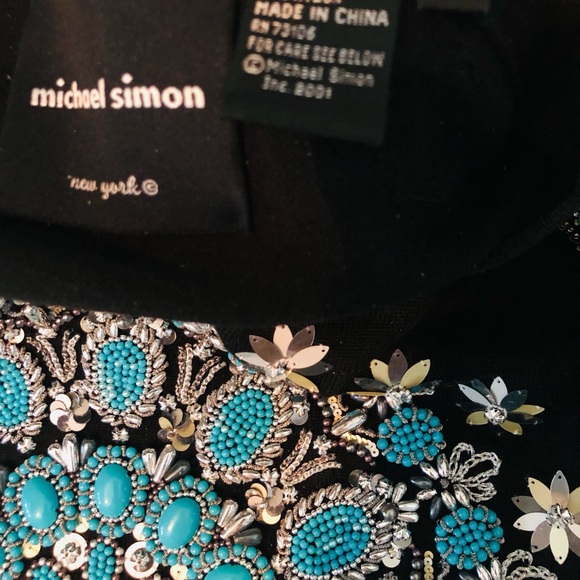 Michael Simon | Sweaters | Michael Simon Turquoise Beaded Rare Sweater ...